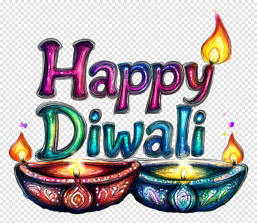 Happy Diwali Two Diya Png Clipart | PngEdits
