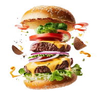 Transparent Flying Ham Burger Png clipart images free | PngEdits